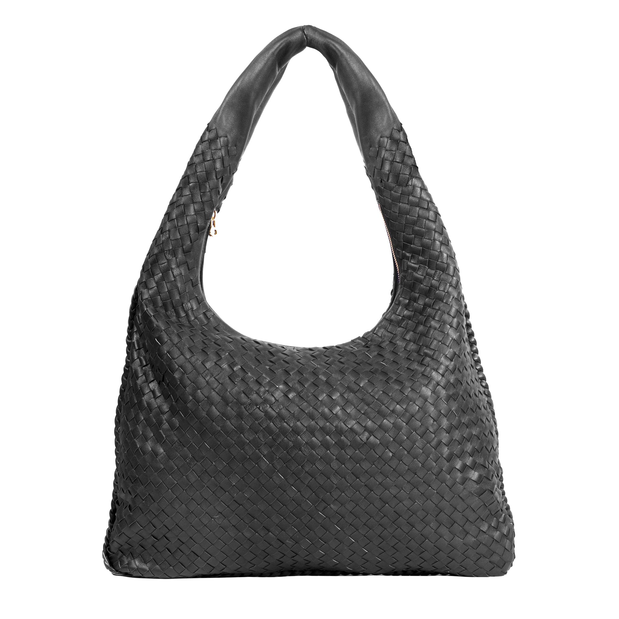 Woven Leather Slouchy Hobo Bag-Black – Powered by People